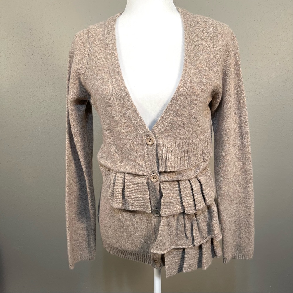 Anthro Moth Wool Blend Asymmetrical Ruffles Sweater C… - Gem